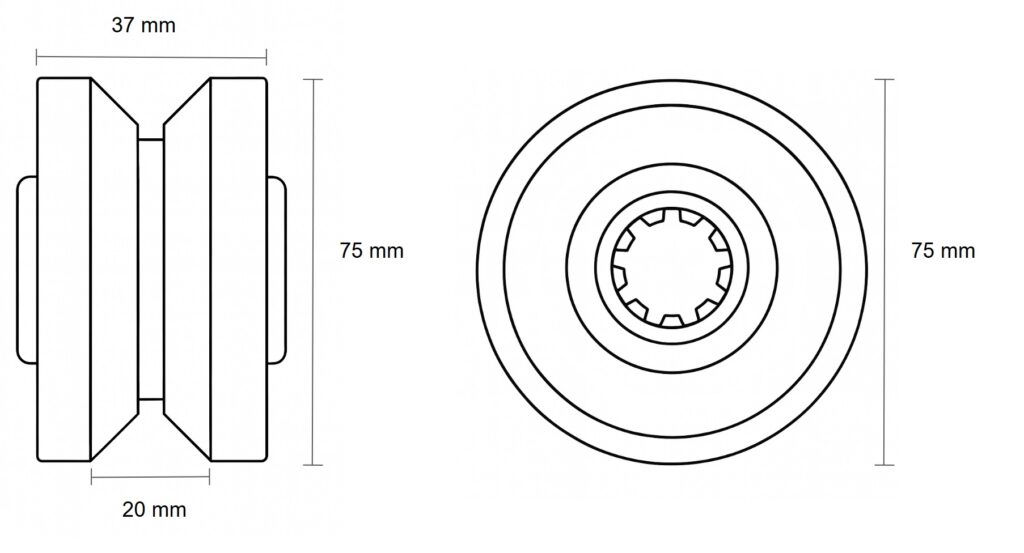 Rueda guía 3″ de fierro vaciado para ángulo – Surtiaceros