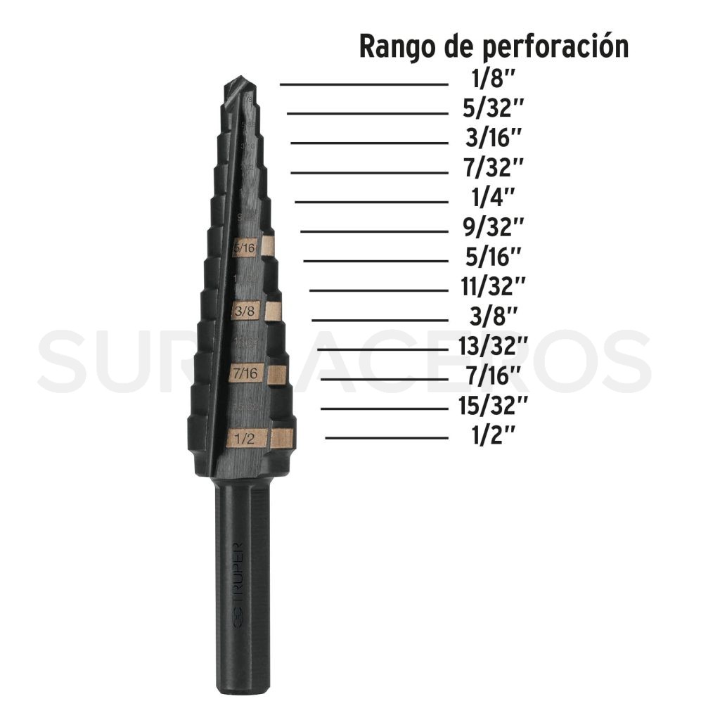 Broca escalonada Truper 1/4″ – Surtiaceros