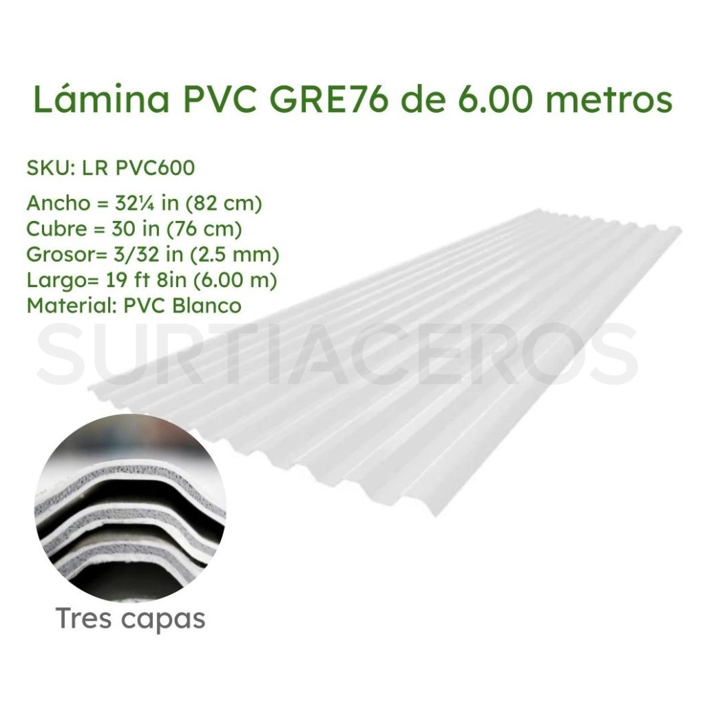 Lámina acanalada R-72 de 16 pies C26 de acero galvanizado – Surtiaceros
