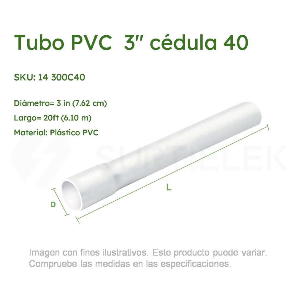 Tubo PVC Hidráulico Blanco 3″ Cédula 40 x 20ft – Surtiaceros