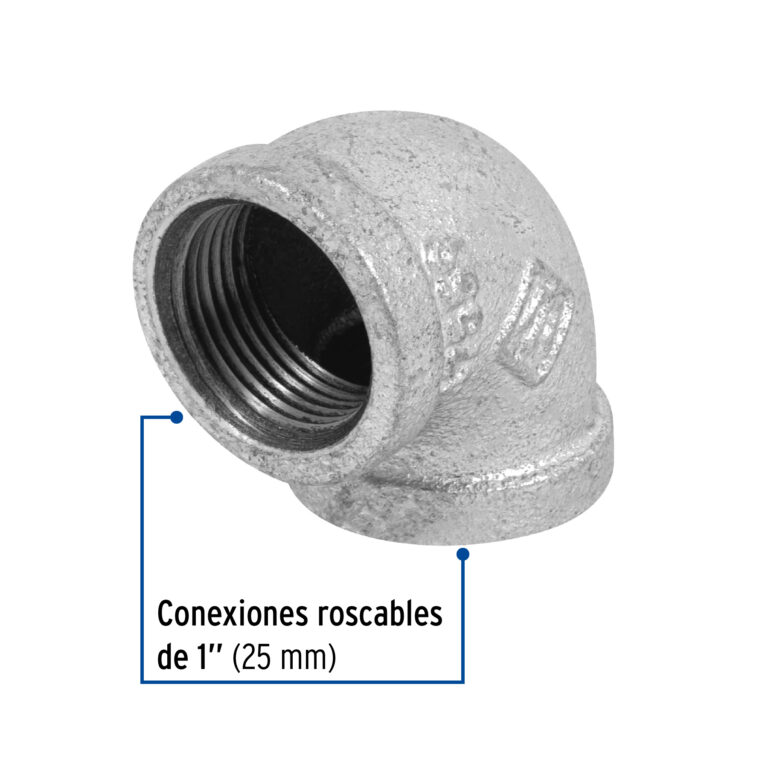 Codo 90° acero galvanizado de 1″, Foset CG-503 – Surtiaceros