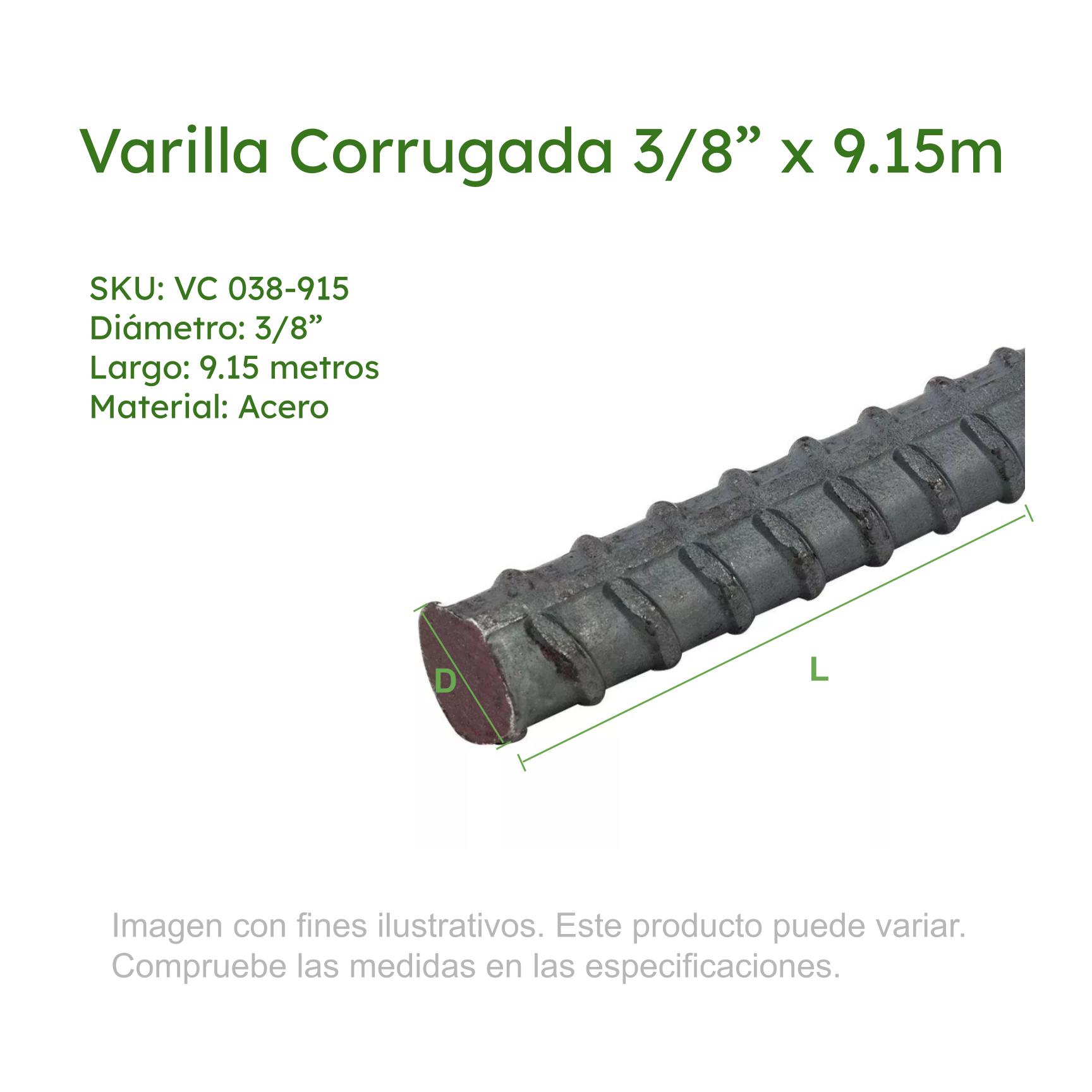 Varilla corrugada 3/8″ x 9.15 m – Surtiaceros